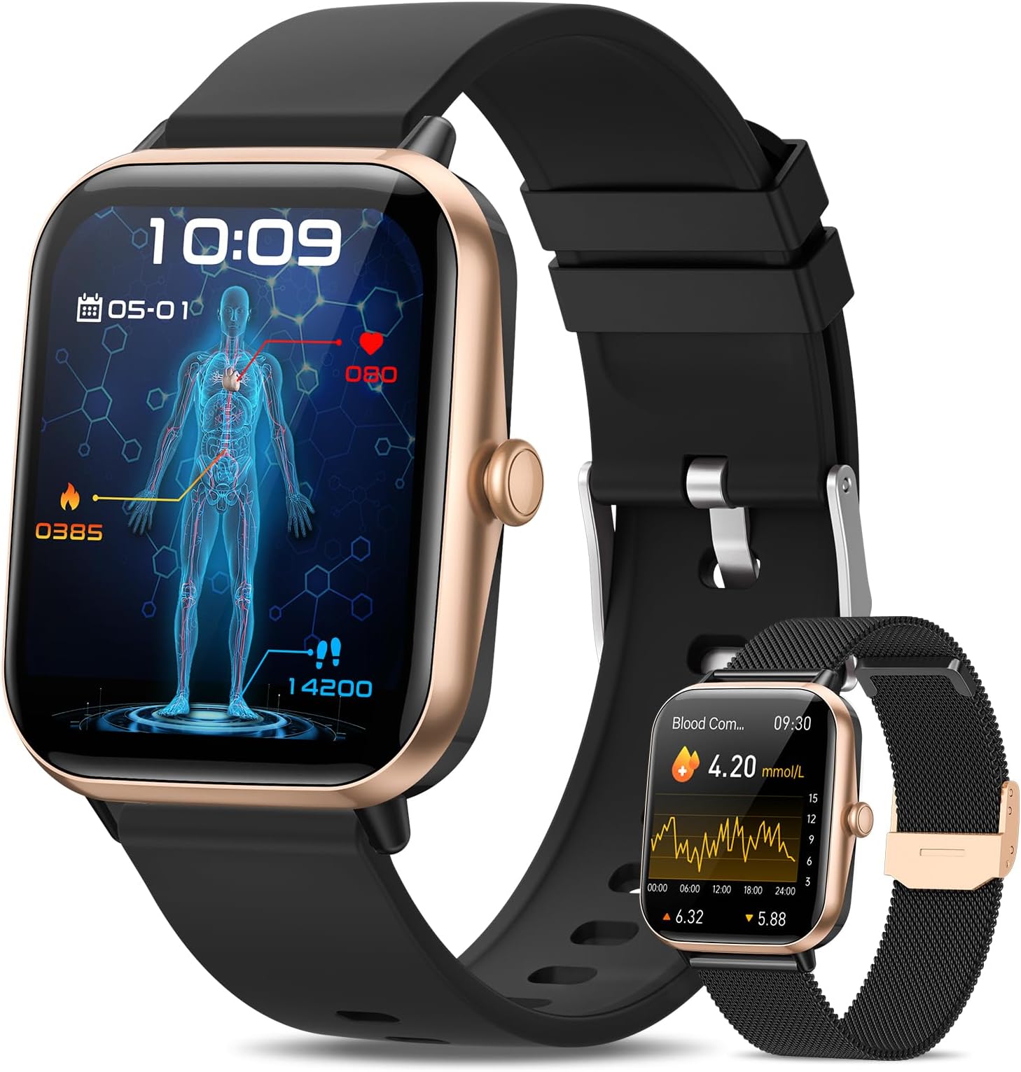 ECG+HRV orologio smartwatch Uomo Donna 𝐆𝐥𝐢𝐜𝐞𝐦𝐢𝐚 2025 funzione telefono ...