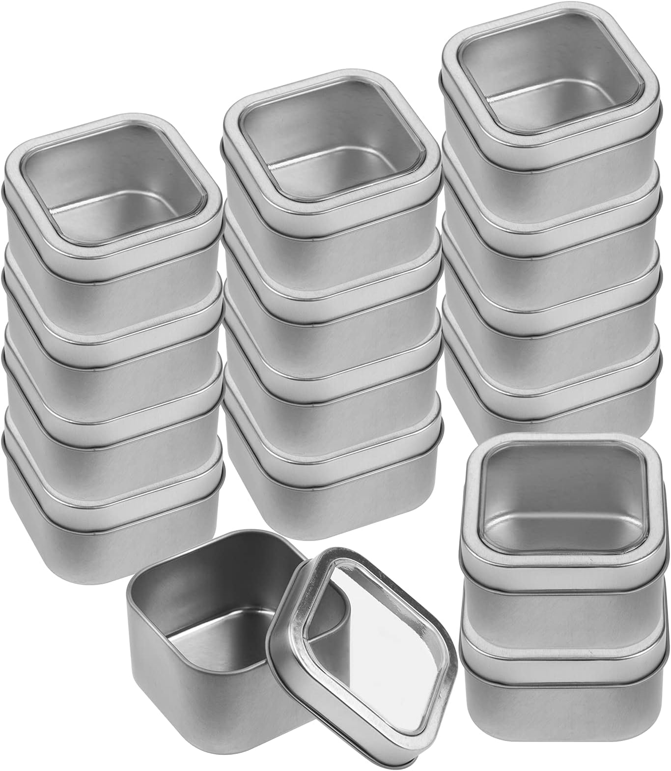 Amazon.com: Square Metal Tins with Window Lids,15-Pack Empty Square ...