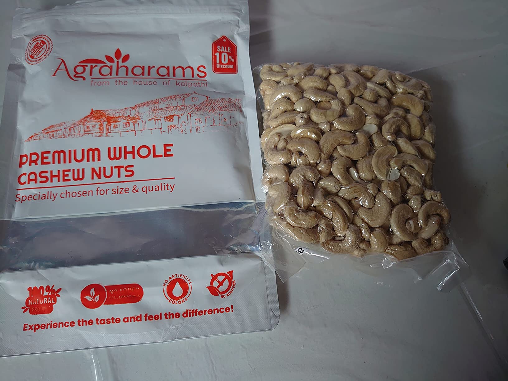 AGRAHARAMS 100% Natural Premium Whole Cashews | W180 Grade (Jumbo size ...