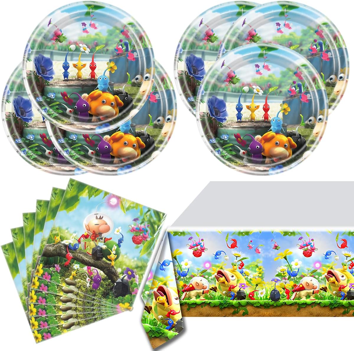 Amazon.com: 41pcs irthday Party Decoration For Pikmin，20 Plates + 20 ...