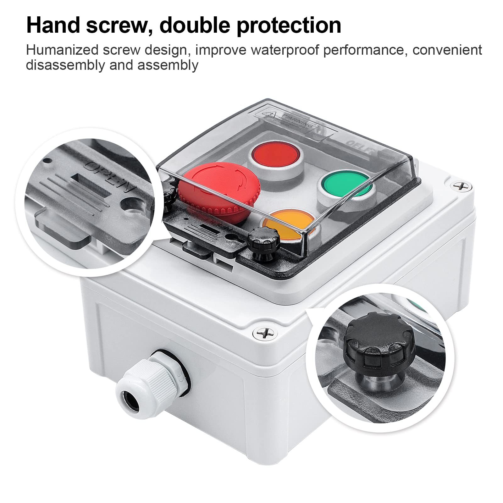 Snapklik.com : OELFFOW IP67 Button Switch Outdoor Waterproof Box 4 Green Red Yellow Self ...