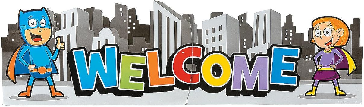Amazon.com: Superhero Welcome Banner - 1 Piece - Educational And ...