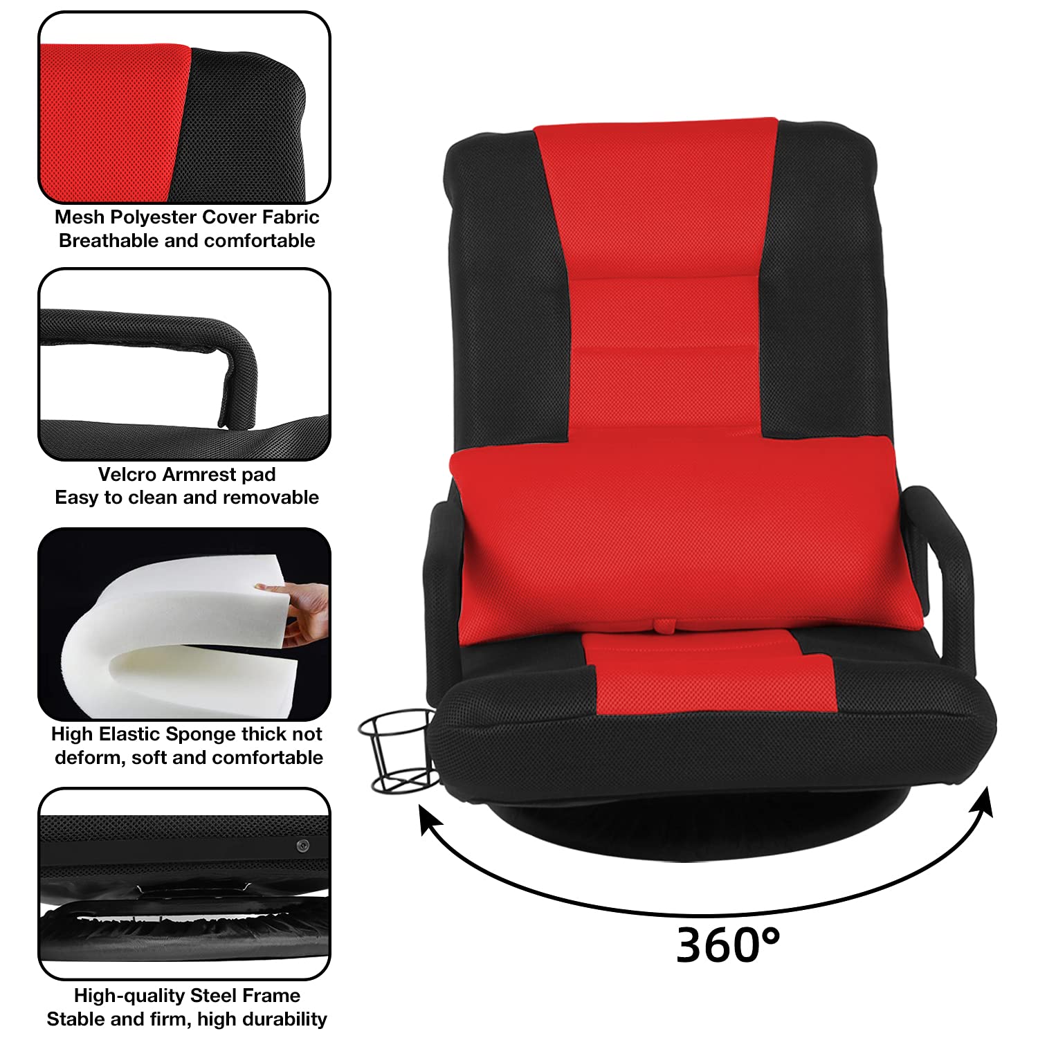 STHOUYN 360-Degree Swivel Gaming Recliner Floor Chair Video Game Chair ...