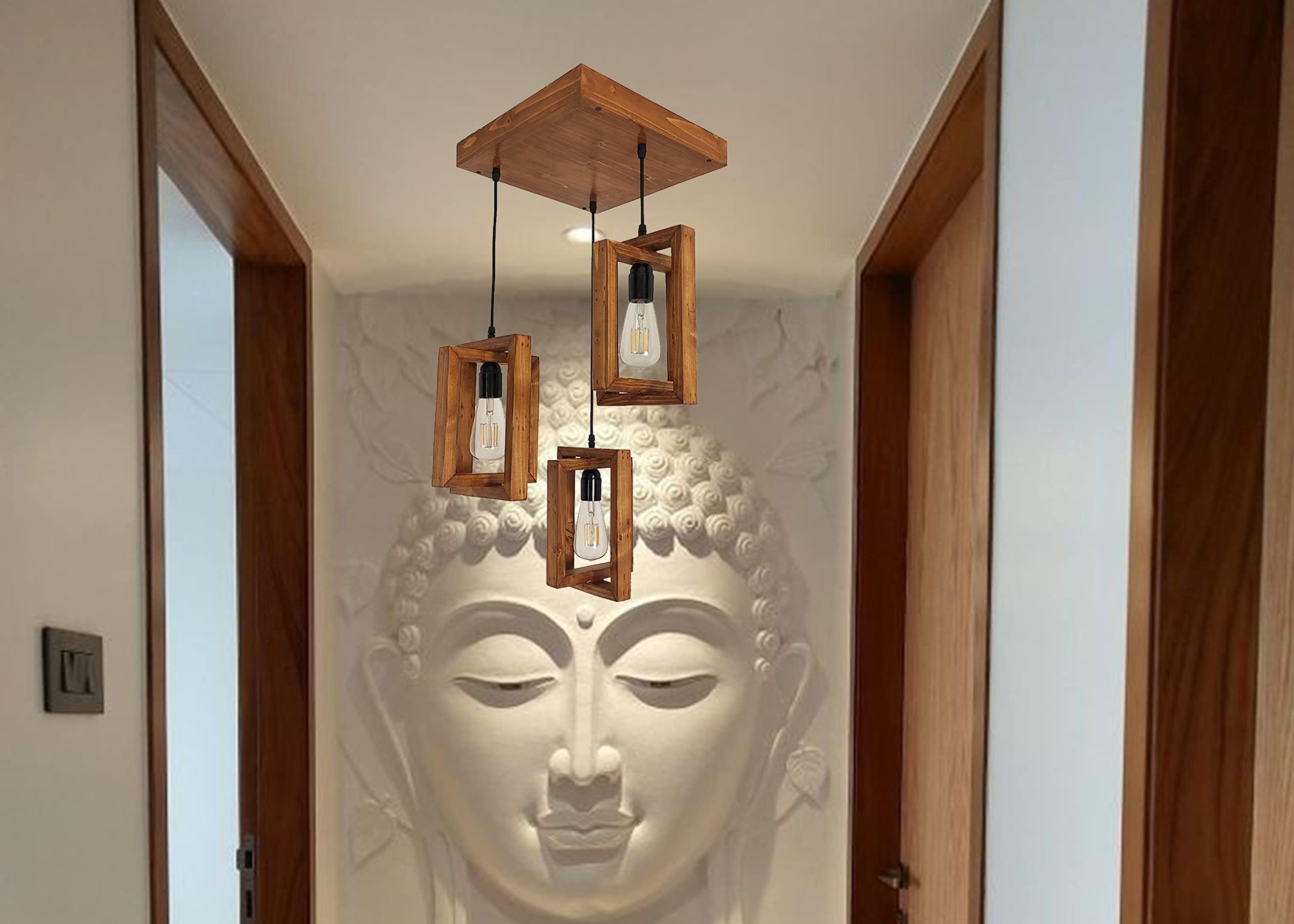 Buy KASTENGLOW Cubicle Wooden 3-Lights Linear Cluster Chandelier Modern ...