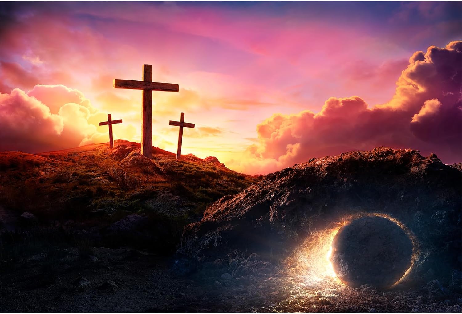 Amazon.com : Empty Tomb Backdrop Sunrise Sunset Jesus Christ ...