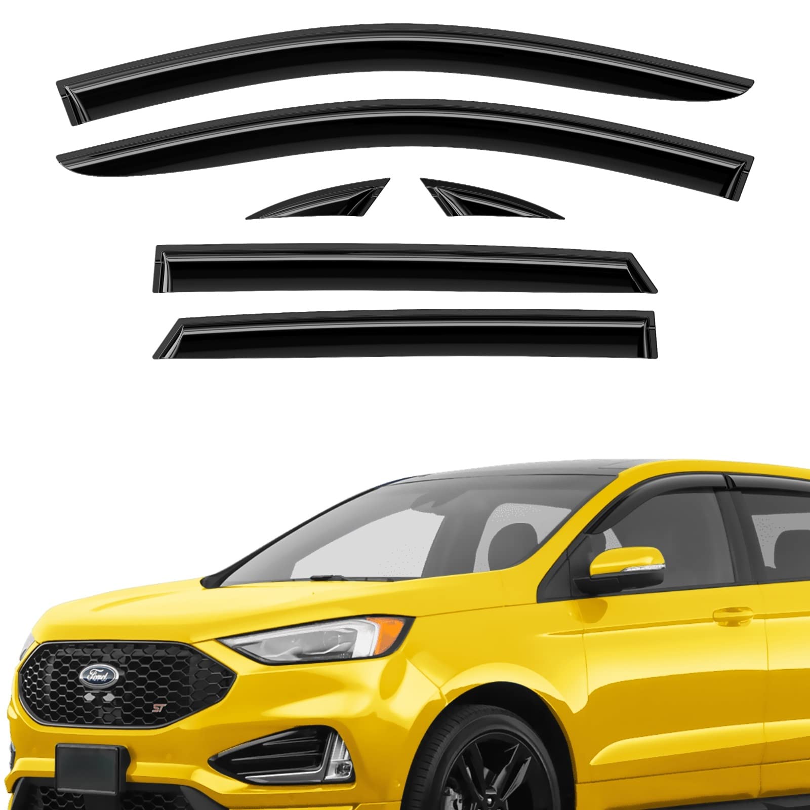 Amazon.com: Extra Durable Window Deflectors Tape-On Window Visors Rain ...