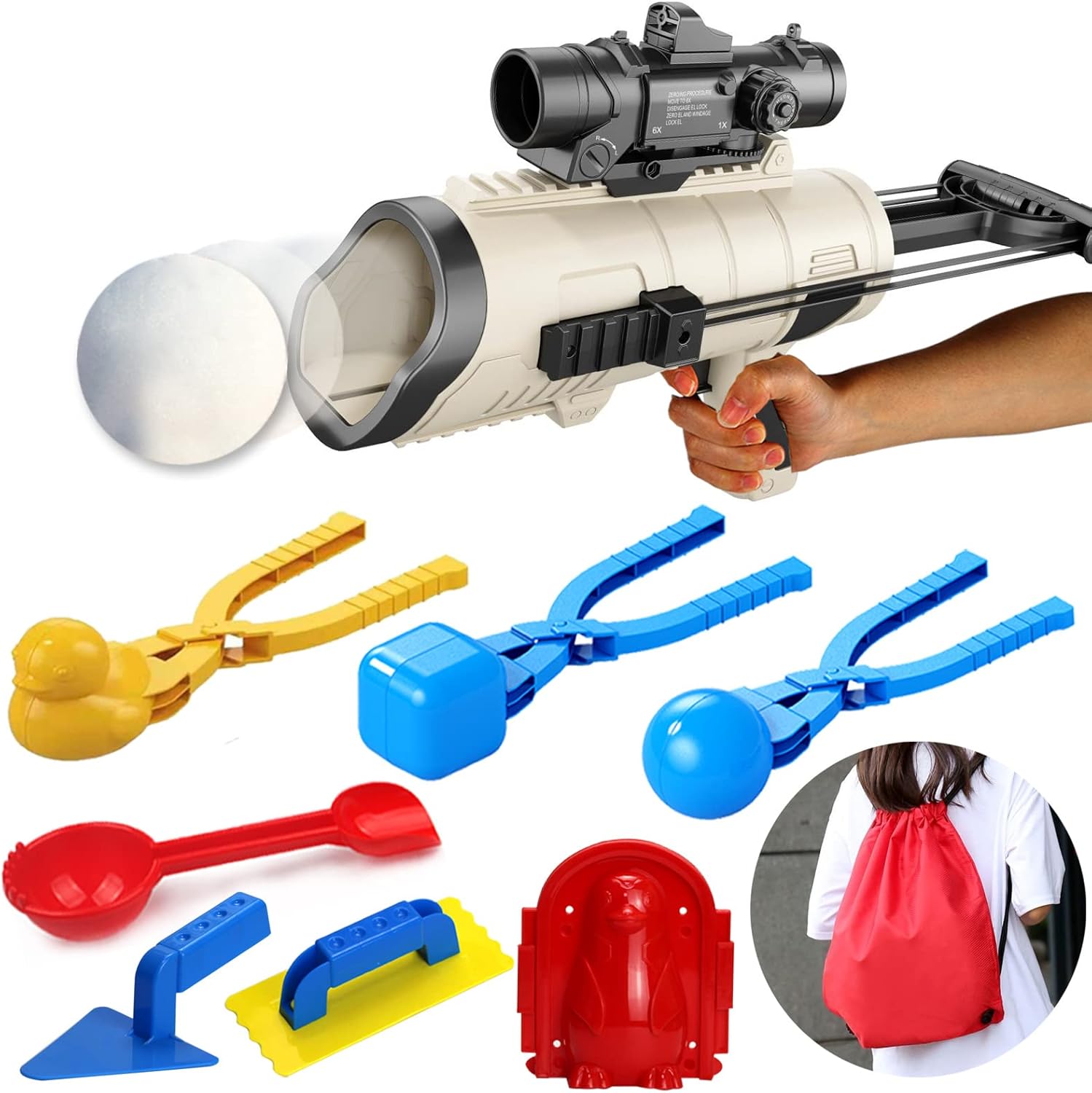 Amazon.com: 9Pcs Snowball Gun Maker Tool Winter Snow Toys Kit with ...