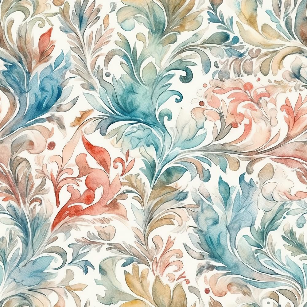 HEISIG 18"x236" Watercolor Pink/Blue Paisley Flower Peel and Stick ...