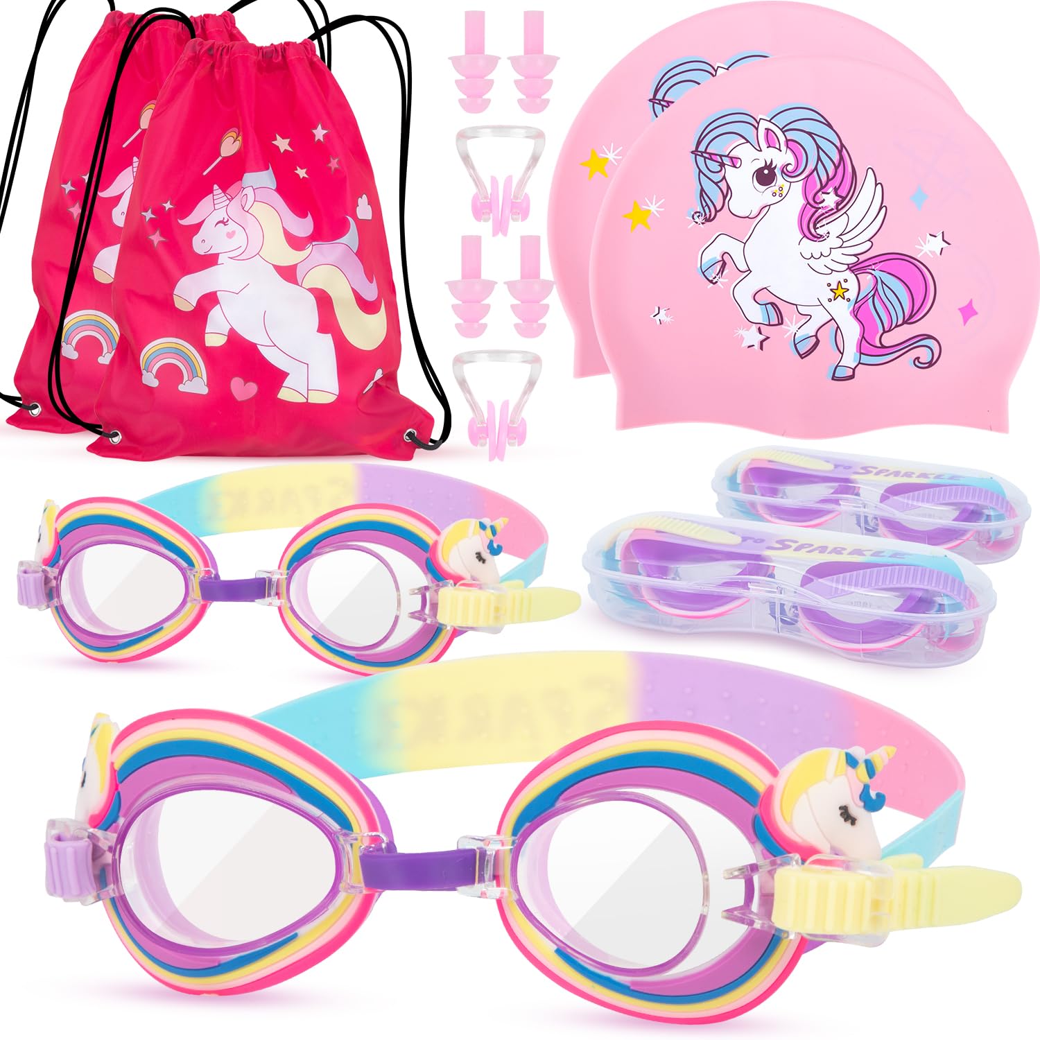 8PCS Kids Swim Goggles Set,FOZI COZI Swim Goggles for Kids 6-14,Kids ...