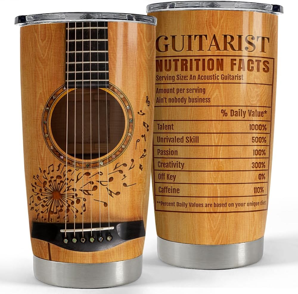 Amazon.com | SANDJEST Guitar Tumbler Cup 20oz Guitarist Stainless Steel ...