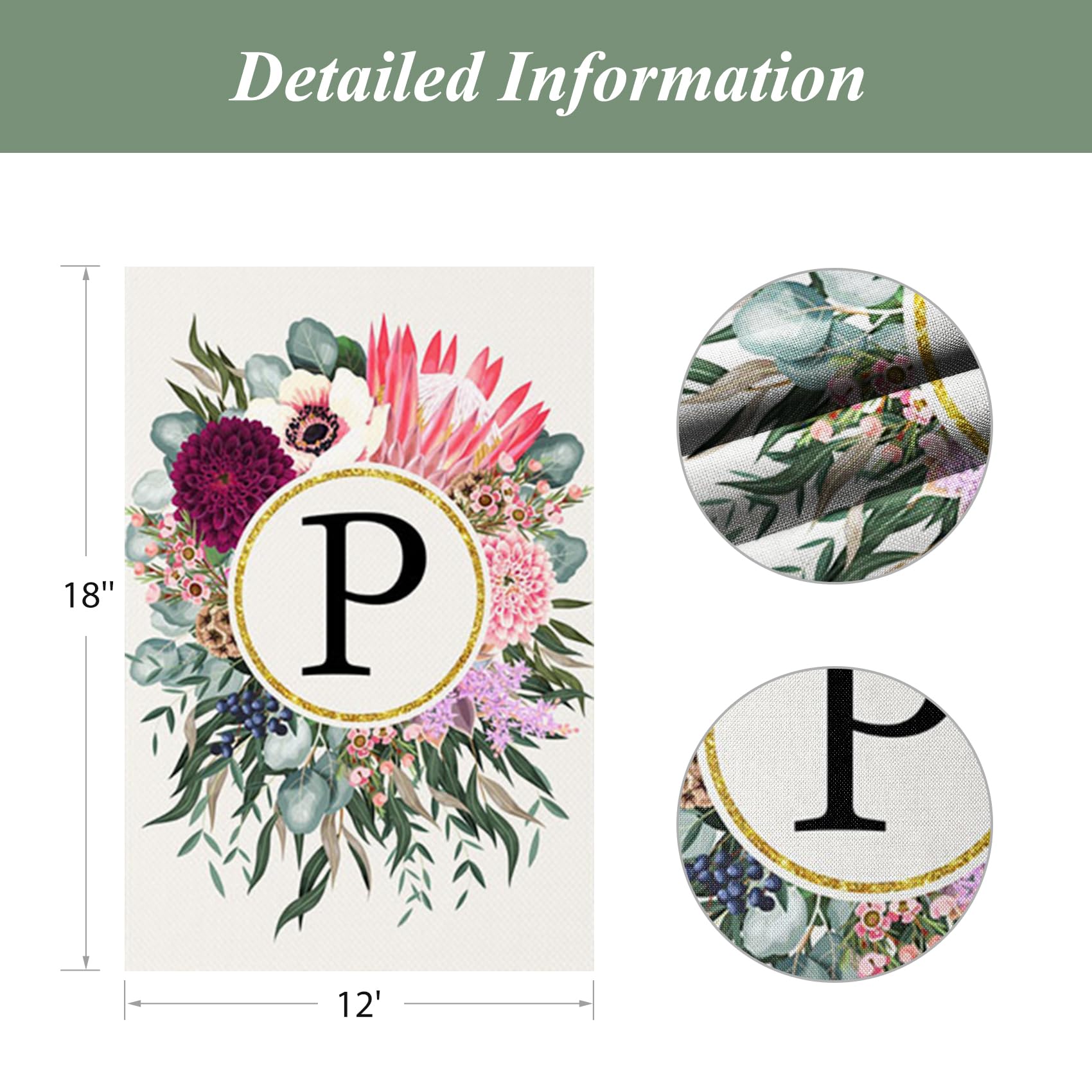 Snapklik.com : Monogram Letter P Floral Garden Flag 12x18 Inch Double ...