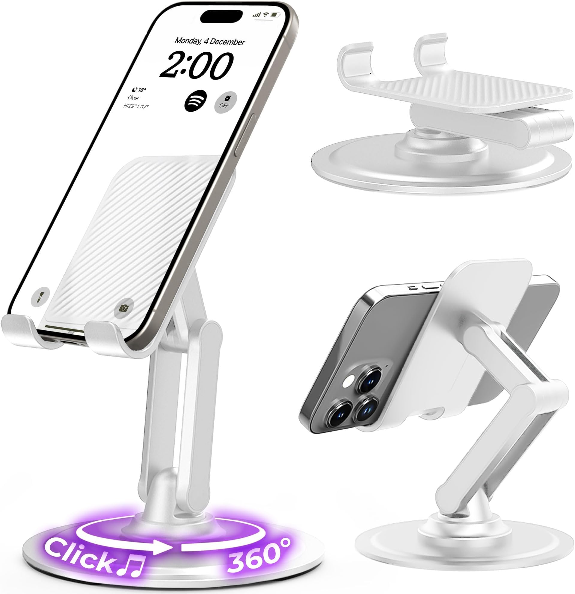 Lamicall Foldable Phone Stand for Desk - Height Adjustable Cell Phone ...