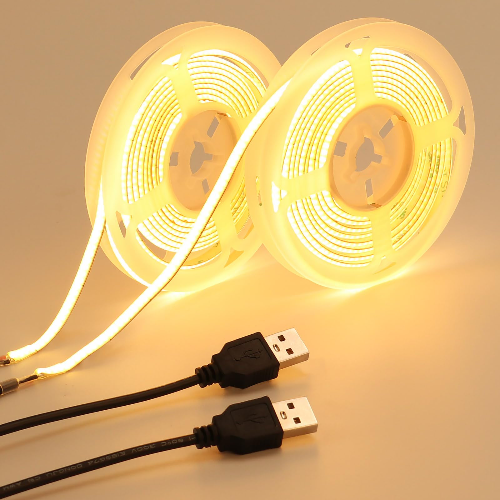 Amazon.com: GOMING 5V COB USB LED Strip Light Warm White 3000K 5mm ...