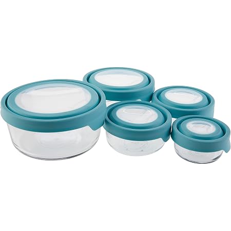 Amazon.com: Anchor Hocking Round Food Storage Containers with Blue ...