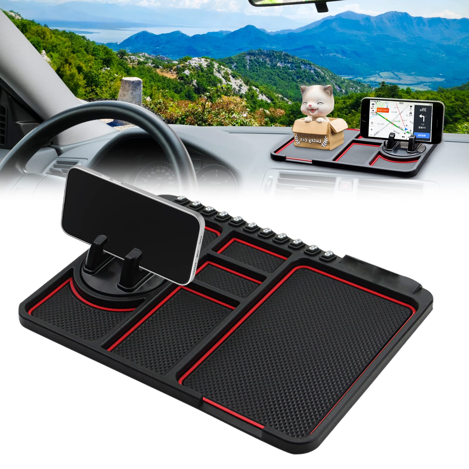 Car Dashboard Cell Phone Mat,Multifunction Phone Pad Non Slip Dashboard ...