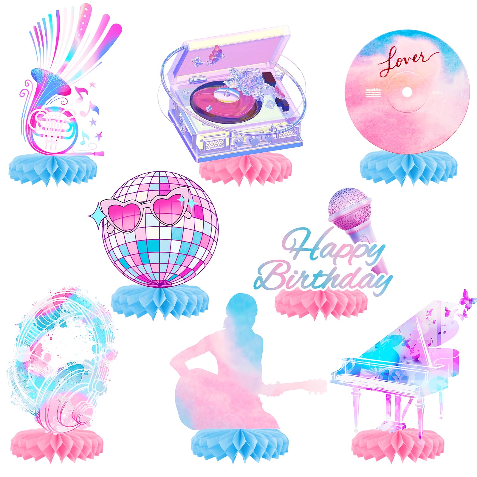 Amazon.com: 8pcs Singer Party Decorations Tay-lor Party Honeycomb ...