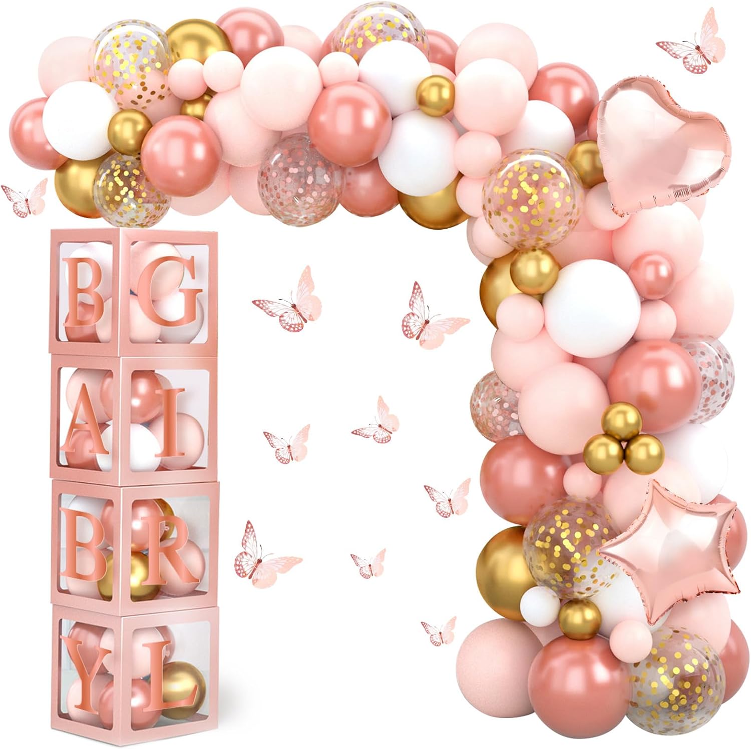 Amazon.com: Rose Gold Baby Shower Decorations for Girl - Rose Gold ...