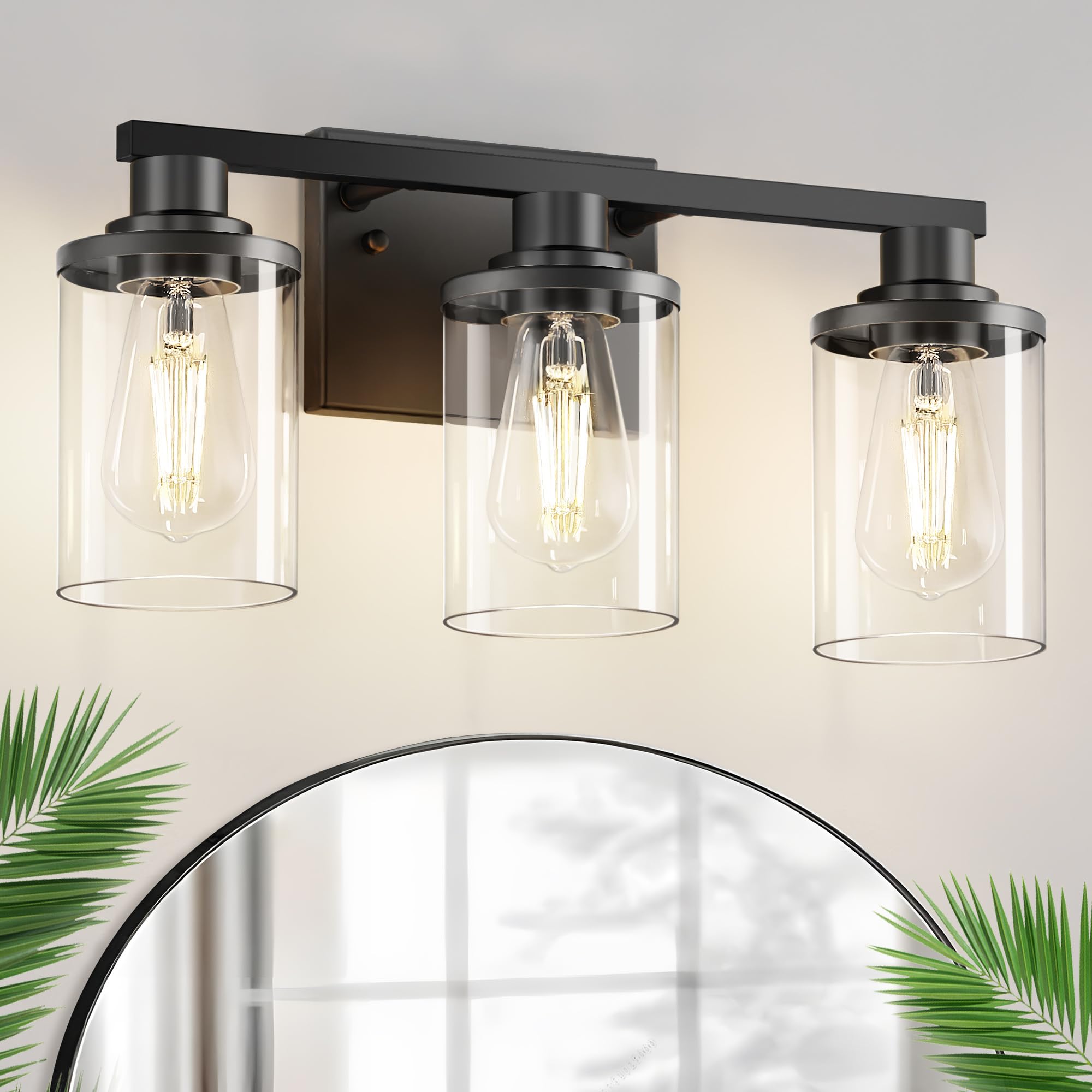 L LOHAS LED 3-Light Black Bathroom Light Fixtures,Modern Bathroom ...