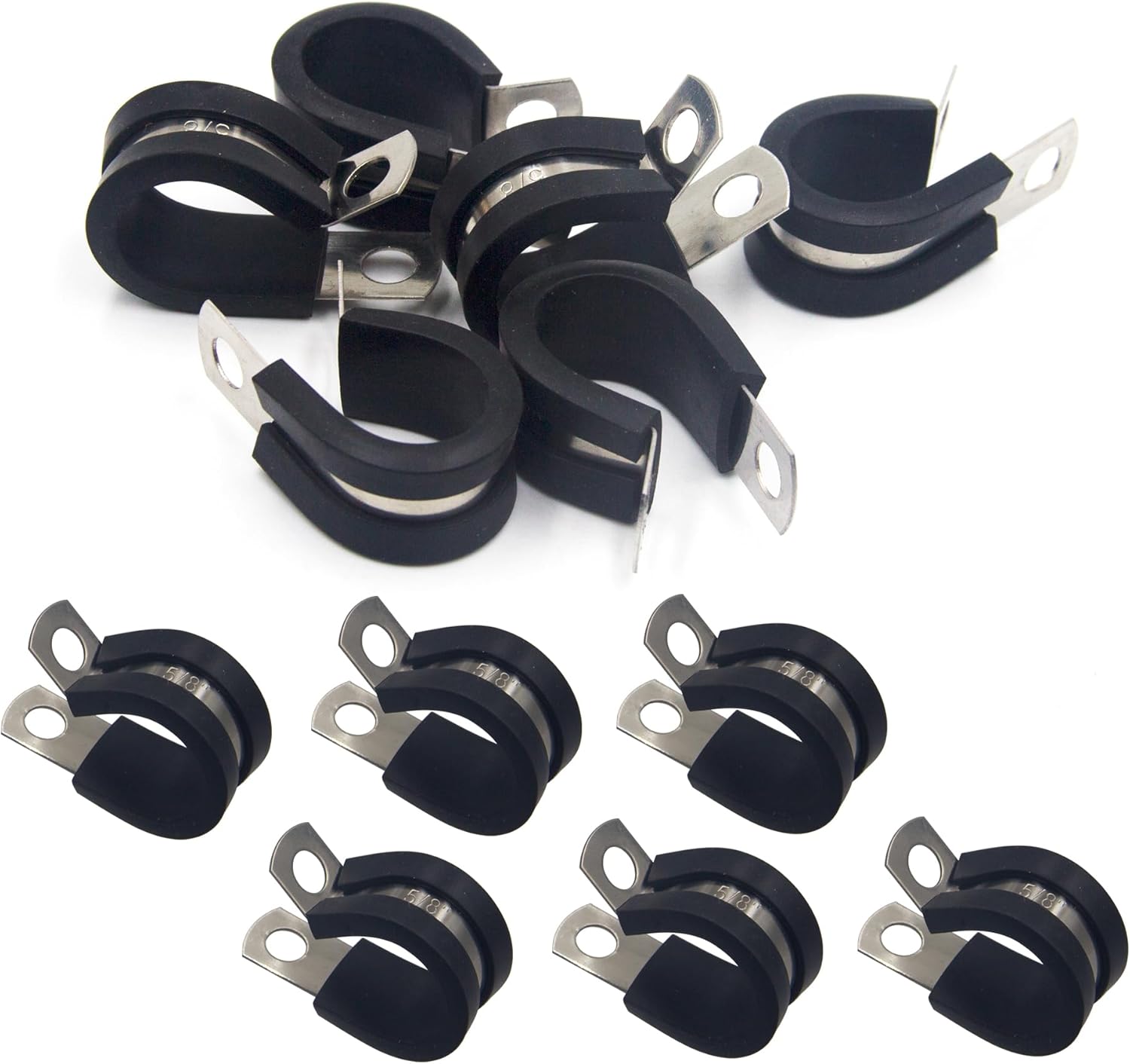 BESTYCHAO 12Pcs 16mm Rubber Lined P Clips, 5/8" Stainless Steel Pipe ...