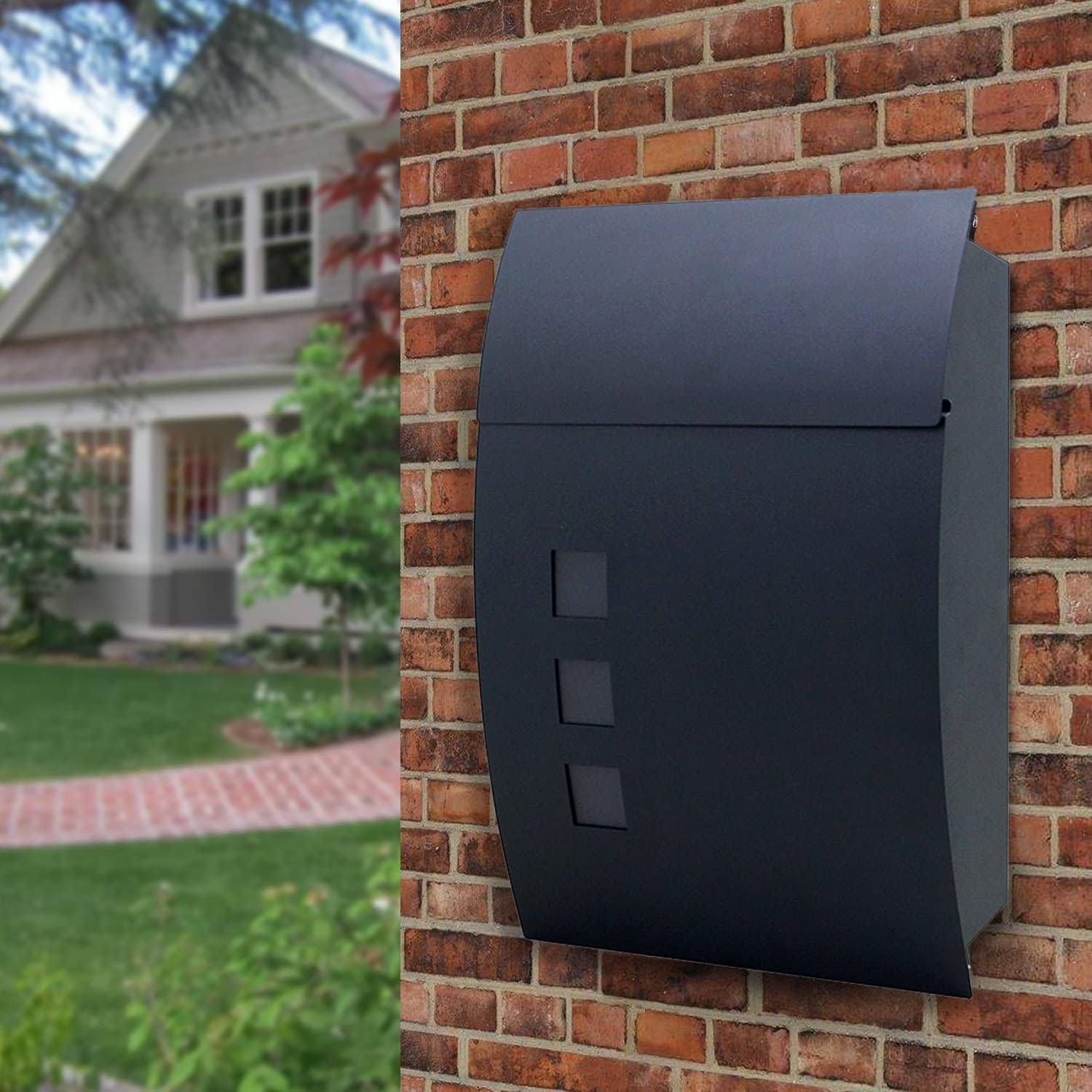 DWD® Postbox, Sleek Curvy Modern Wall-Mounted Lockable Post Letter Box ...