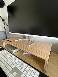 Ttap Oak Wood Monitor Stand / TV Desk Stand / PC Monitor Riser / Desk ...