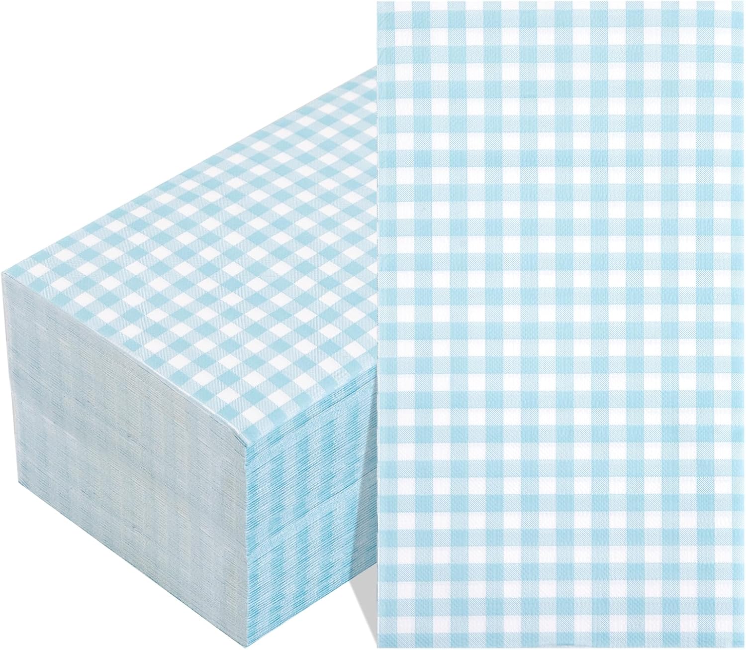Amazon.com: WDF 150Pack Baby Blue Paper Checkered Napkins - 3 Ply ...
