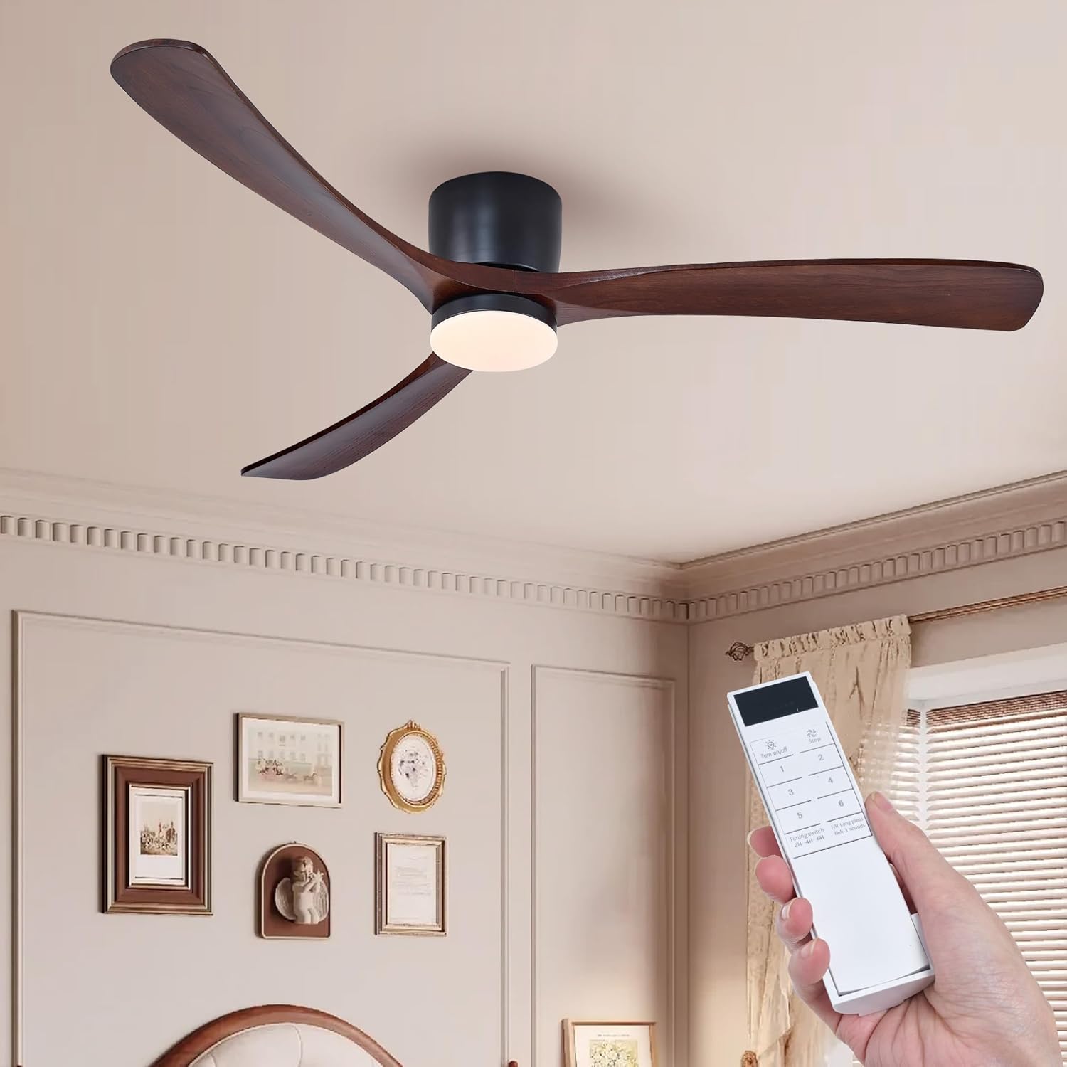 Amazon.com: HUMHOLD 60" Wood Ceiling Fan with Lights Remote, Reversible ...