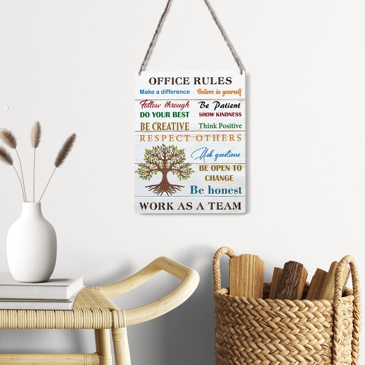 Snapklik.com : Inspirational Office Rules Quote Signs Wall Decor Rustic ...