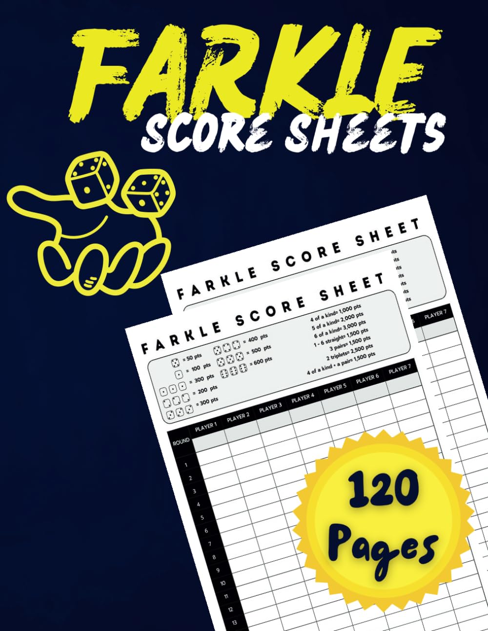 Farkle score sheets: Large Print for Scorekeeping, 8,5x11 Inch Large ...