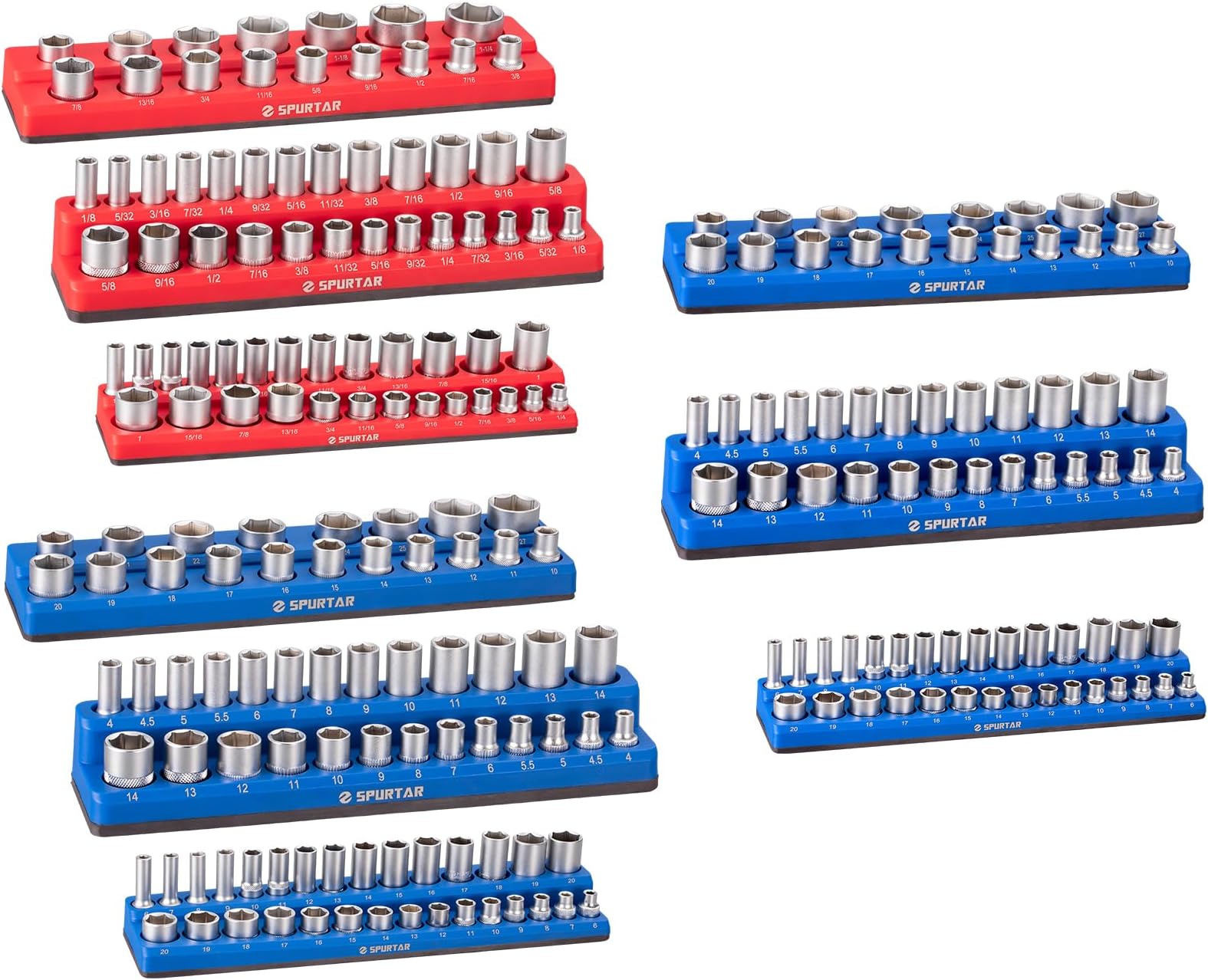 Amazon.com: Spurtar 9 Pcs Magnetic Socket Organizer, Metric and SAE ...