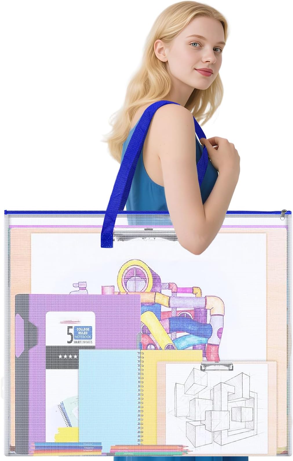 Amazon.com: Daily Treasures 2 Pack Large Art Storage Bag with 3 Pocket ...
