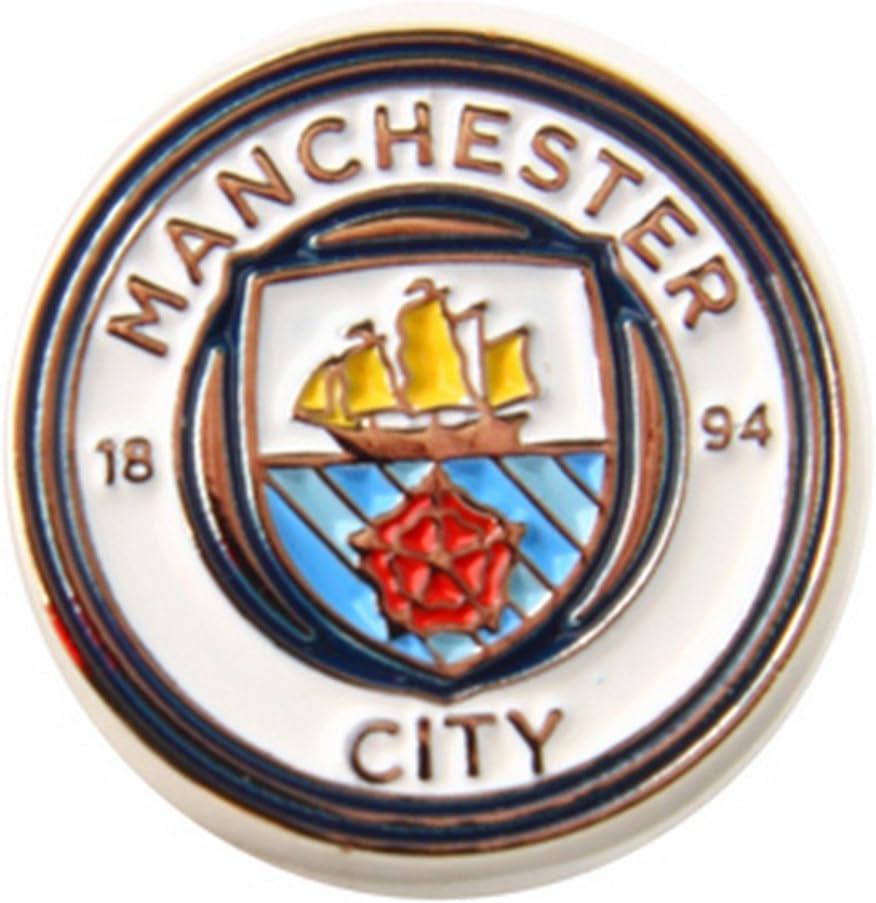 Manchester City FC Official Football Crest Pin Badge (One Size) (White ...