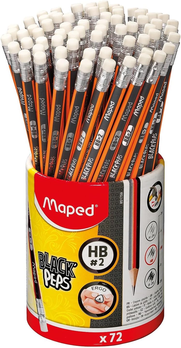 Maped - Paquete escolar de lápices Black'Peps Triangular Graphite #2 ...
