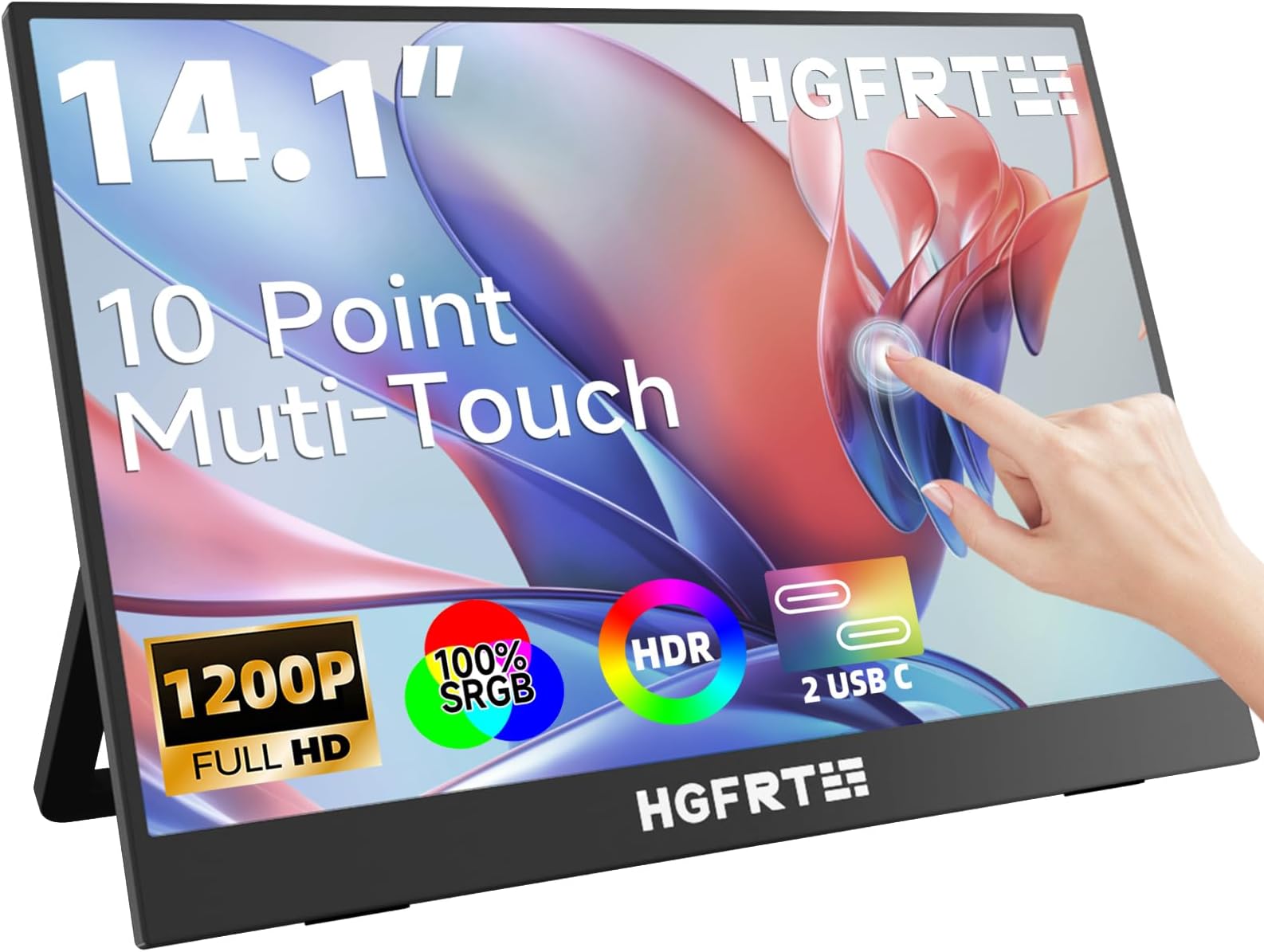 HGFRTEE Portable Monitor Touchscreen 14 inch,FHD 1200P IPS Touch Screen ...