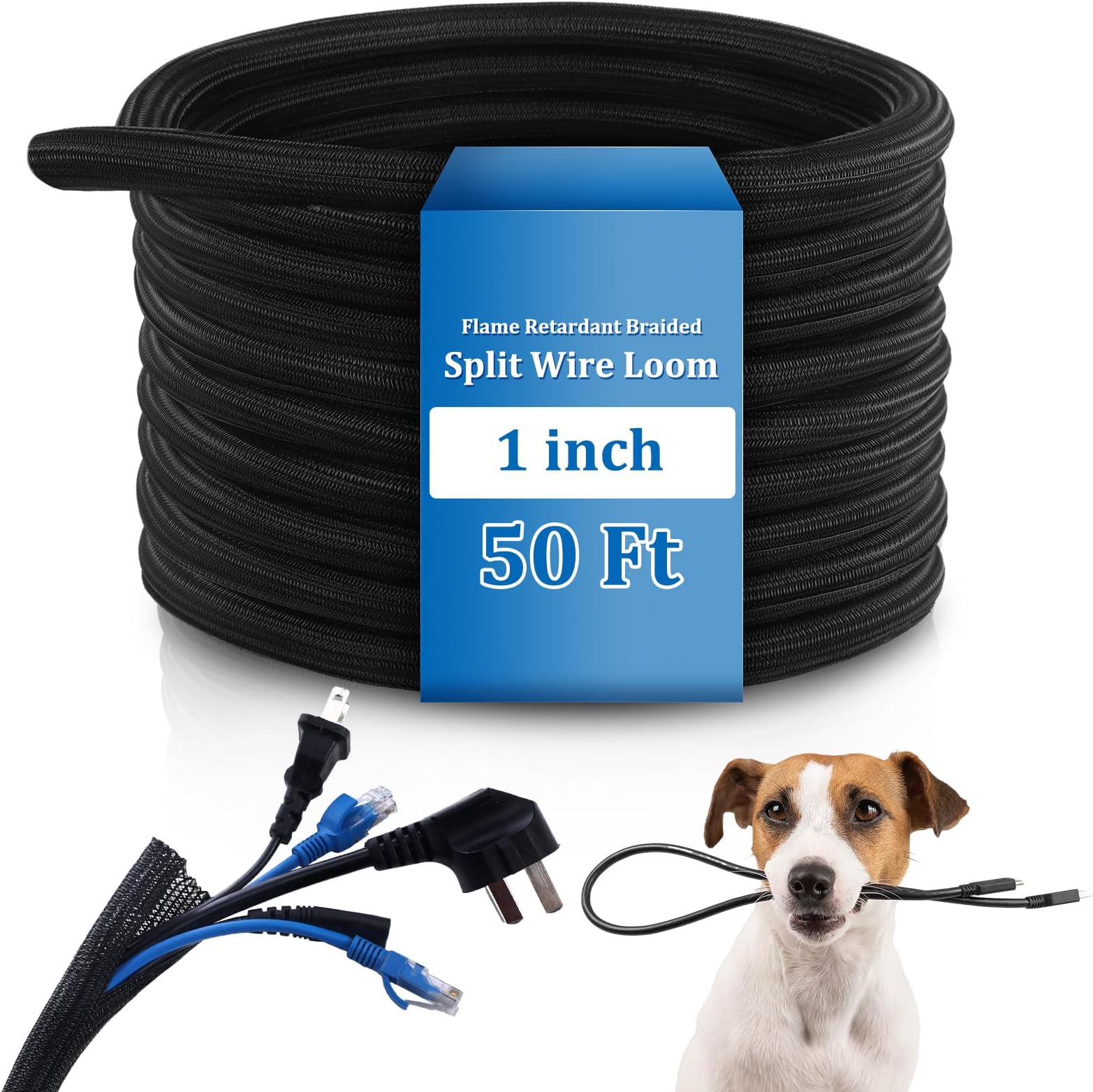 Amazon.com: Pangda 50ft Split Wire Loom Tubing Flame Retardant Braided ...