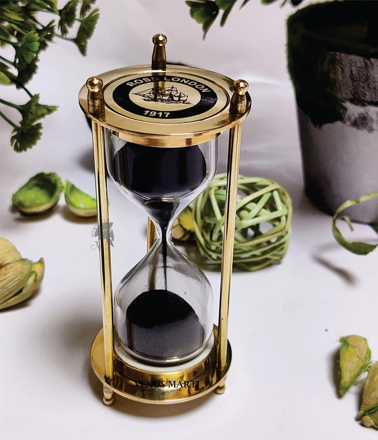 NORVILLE® Wooden and Brass Sand Timer Hour Glass Sandglass Clock ...
