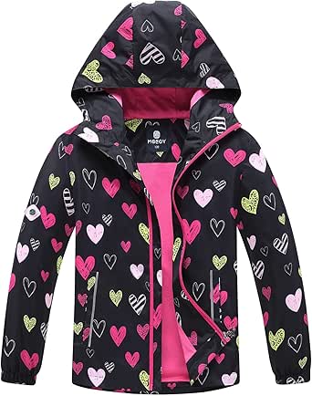 Amazon.com: MGEOY Girls Rain Jacket Lightweight Waterproof Hooded Cotton Lined Raincoat ...