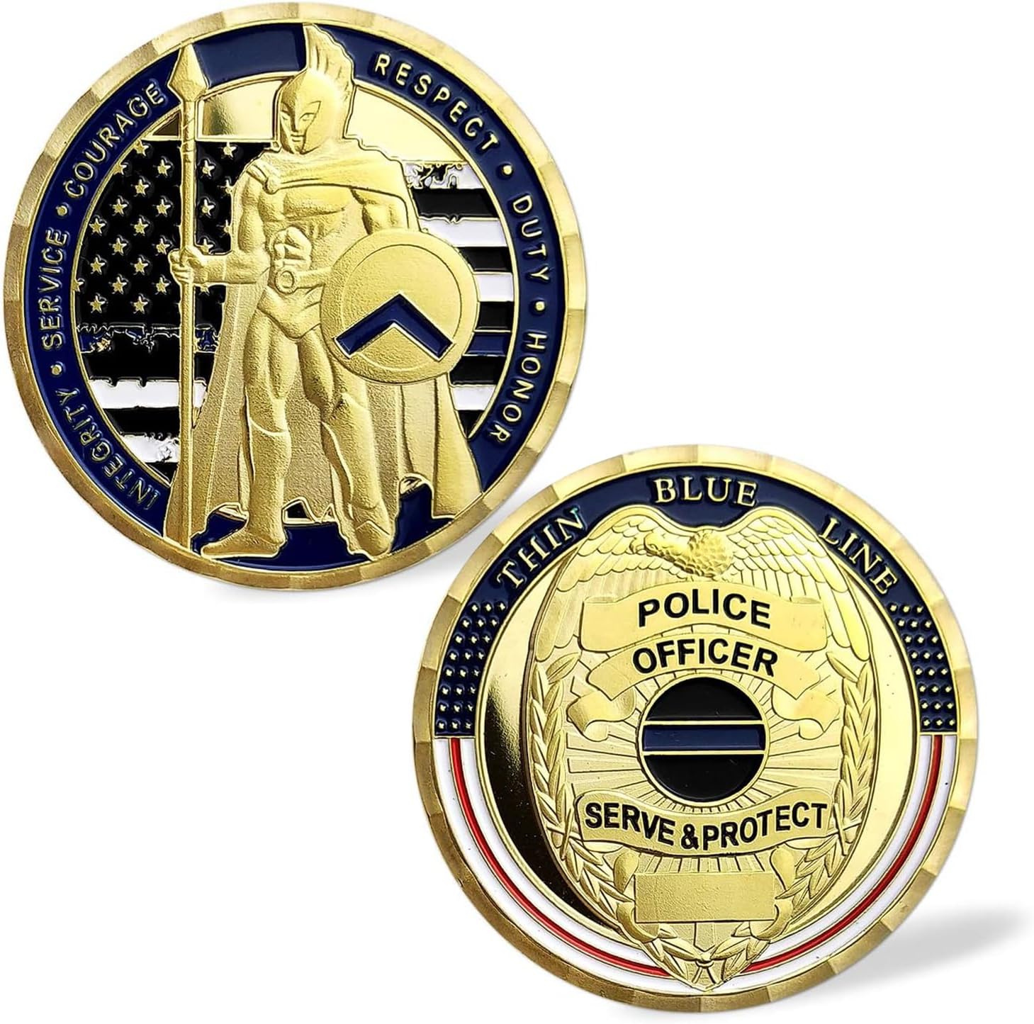 Amazon.com: Spartan Warrior Challenge Coin Thin Blue Line Police ...