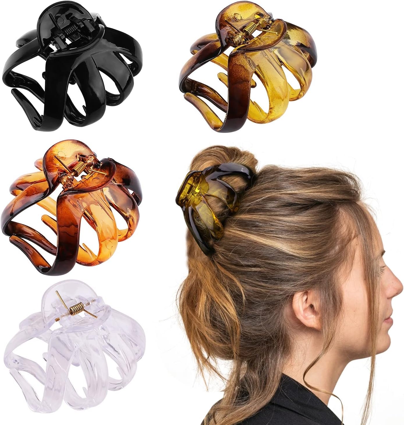 4PCS Extra Large Hair Clips for Thick Hair 3.15'' Hair Claw Clips Big ...