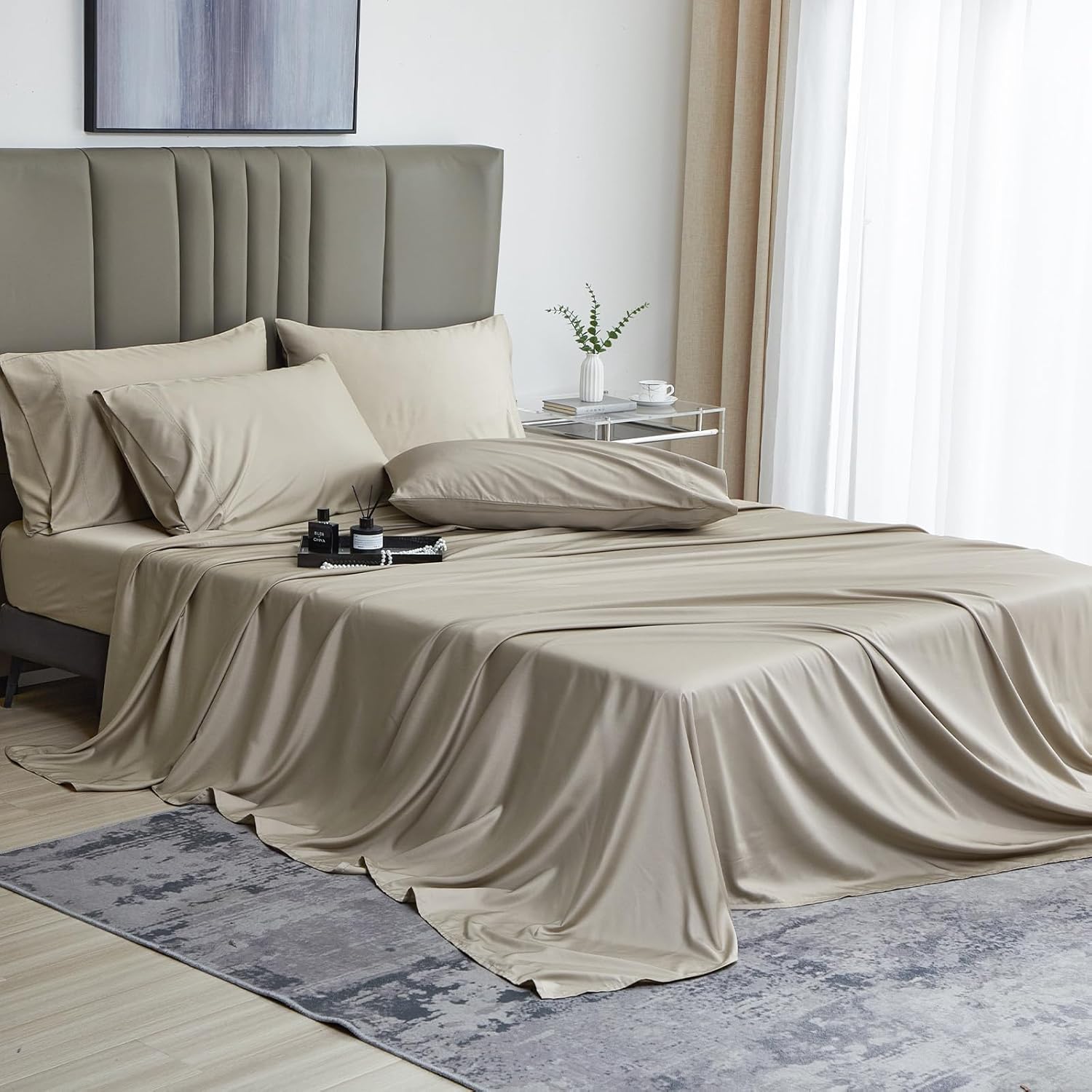 Amazon.com: David's Home 4PCS Cooling Sheets Set Twin Size, 100% Rayon ...