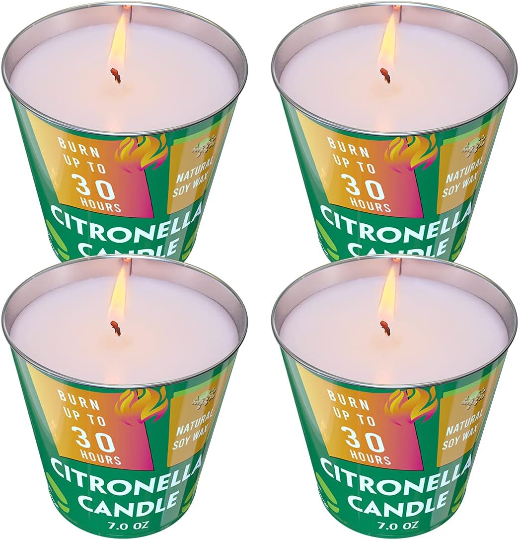 Amazon.com: Patio Citronella Candles Outdoor, 4 Packs Natural Soy Wax ...