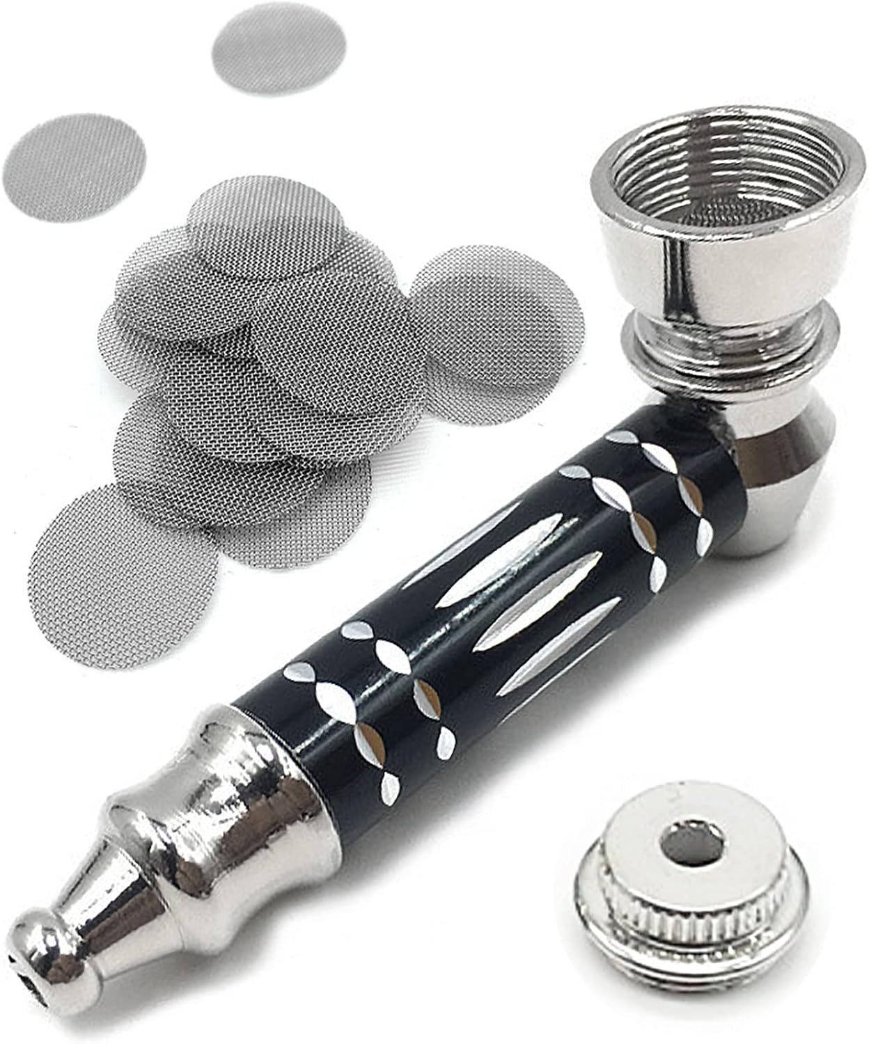 Aluminum Tube Mini Smoking Pipe in Black, Portable Mini Pipe with 20Pcs ...