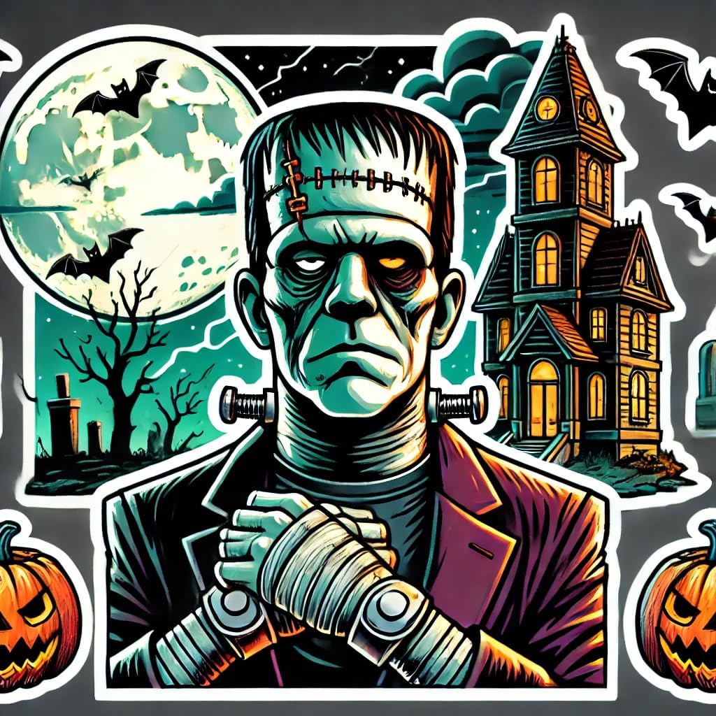 Amazon.com - Frankenstein Monster Halloween Sticker - Bolts in Neck and ...