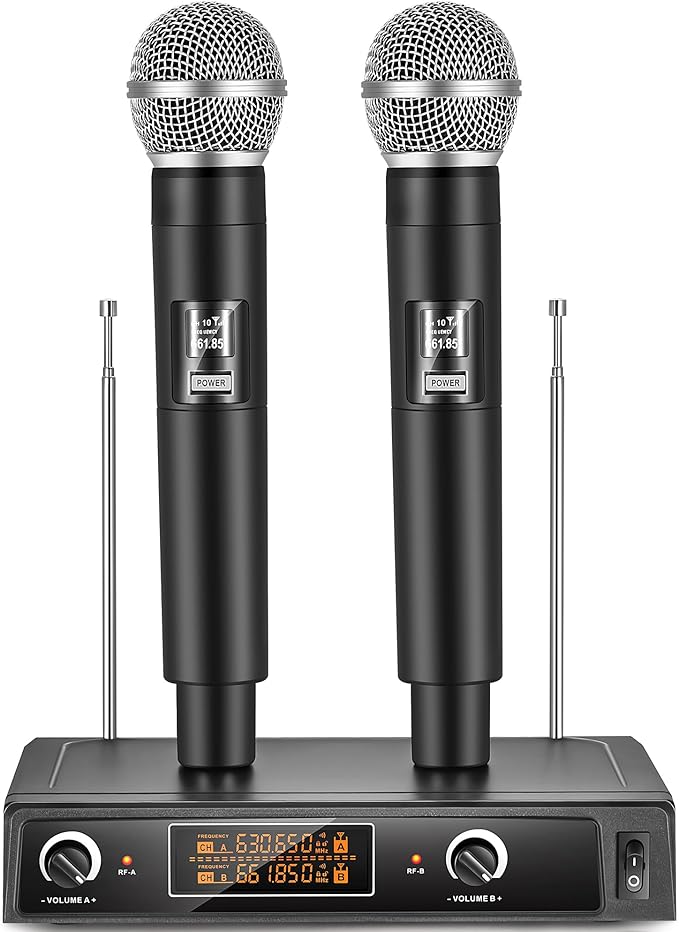 Amazon.com: FOLTUSYMY Wireless Microphone, Dual Wireless Handheld ...