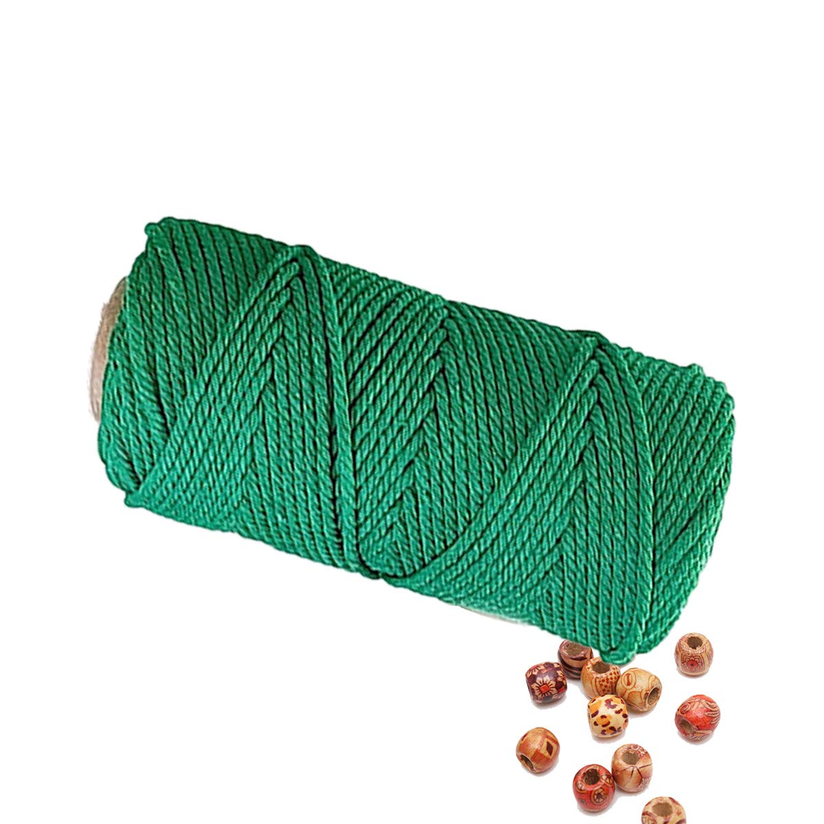 Amazon.com: Macrame Cord Cotton Rope 4mm 1 Pack Green, Natural Cotton ...