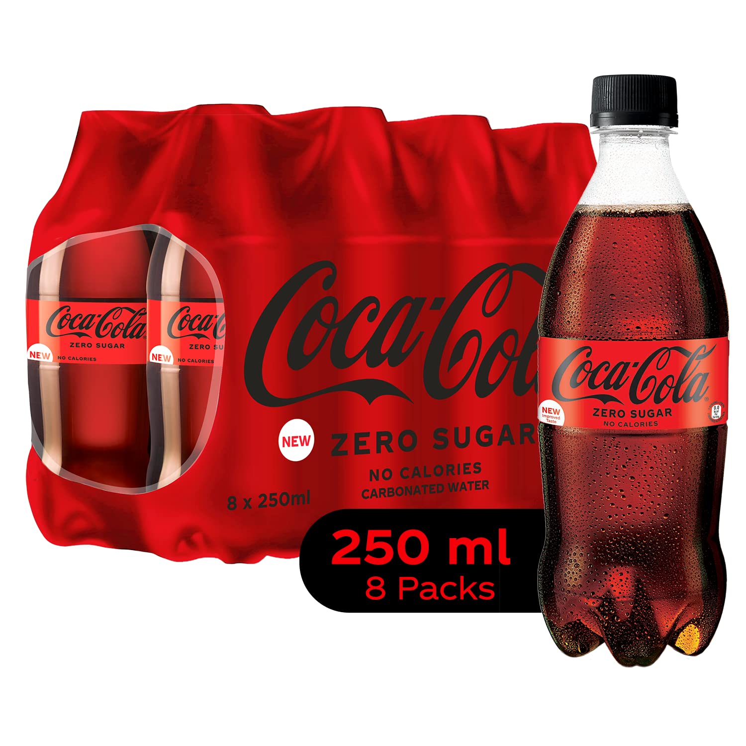 Coke Zero Zero Cola Sugar, No Calories Soft Drink Pet Bottle, 250 Ml ...