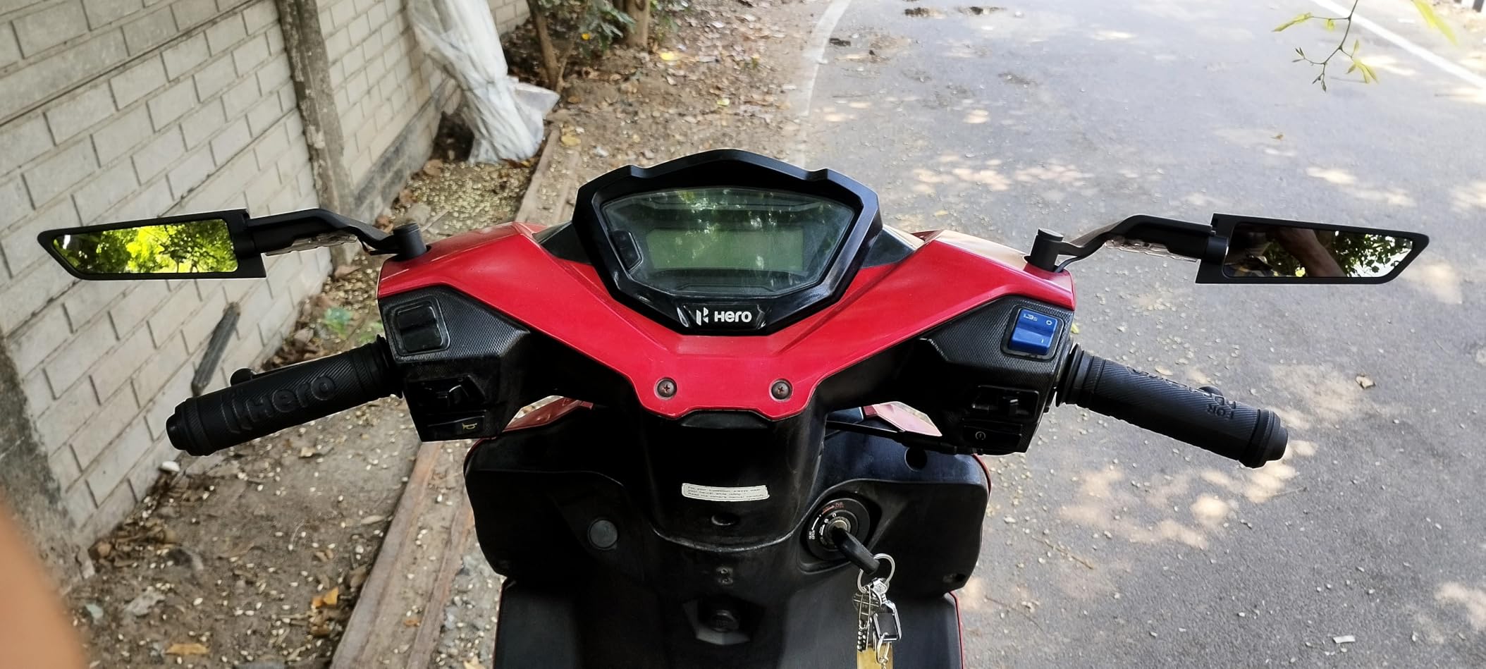 MIKANIX Bike Scooty Rear View Side Handle Bar York Nut Fitting Mirror ...