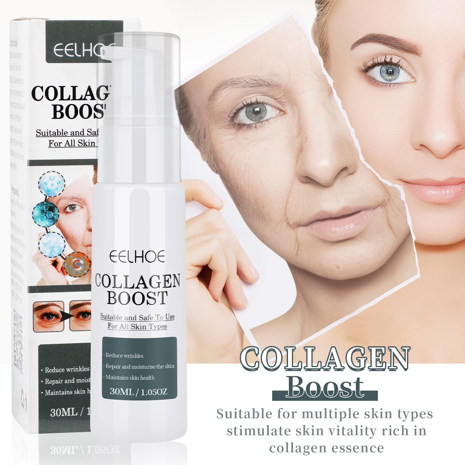EELHOE – Suero antienvejecimiento con refuerzo de colágeno, suero potenciador de colágeno, crema ...