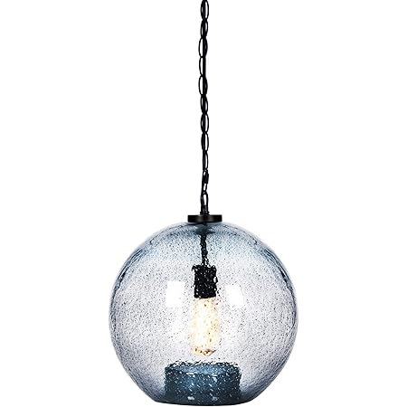 CASAMOTION Pendant Lighting Hand Blown Glass Modern Blue Light Fixture ...