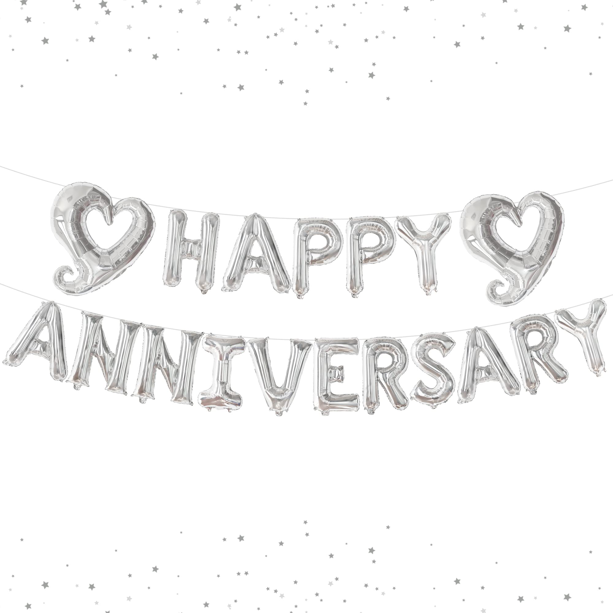 Amazon.com: KatchOn, Silver Happy Anniversary Balloons Letters - Big ...